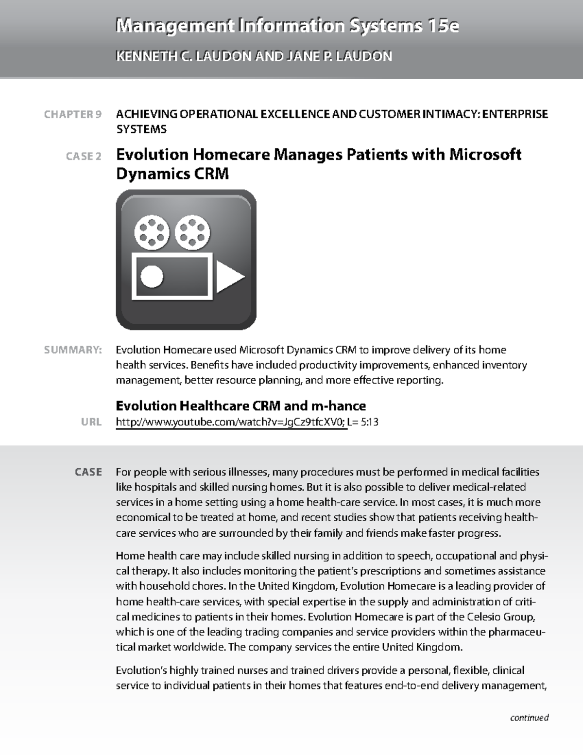 MIS15 CH09 Case Study: Evolution Homecare & Microsoft Dynamics CRM ...
