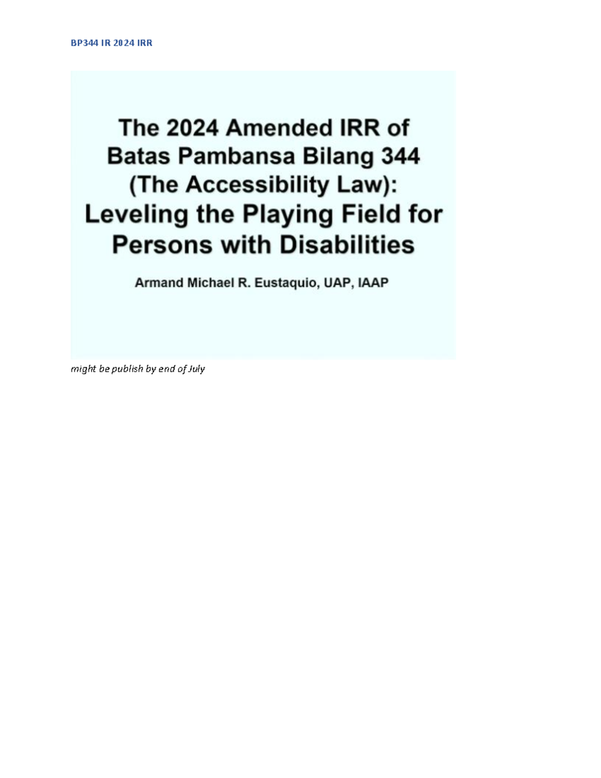 BP344 IRR 2024 - Batas pambansa 344 - BS Architecture - might be ...