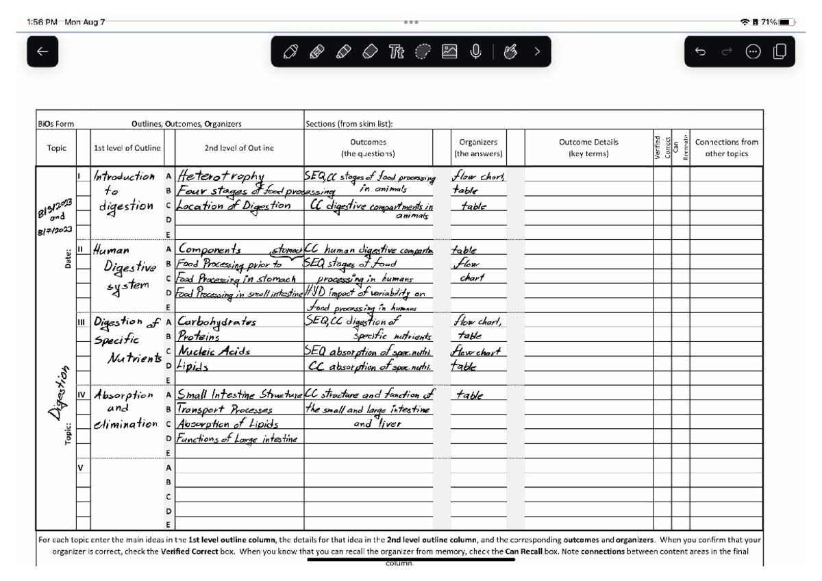 Topic 1-6 - biosform - 1:56 PM Mon Aug 7 Tt 0 BiOs Form Outlines ...