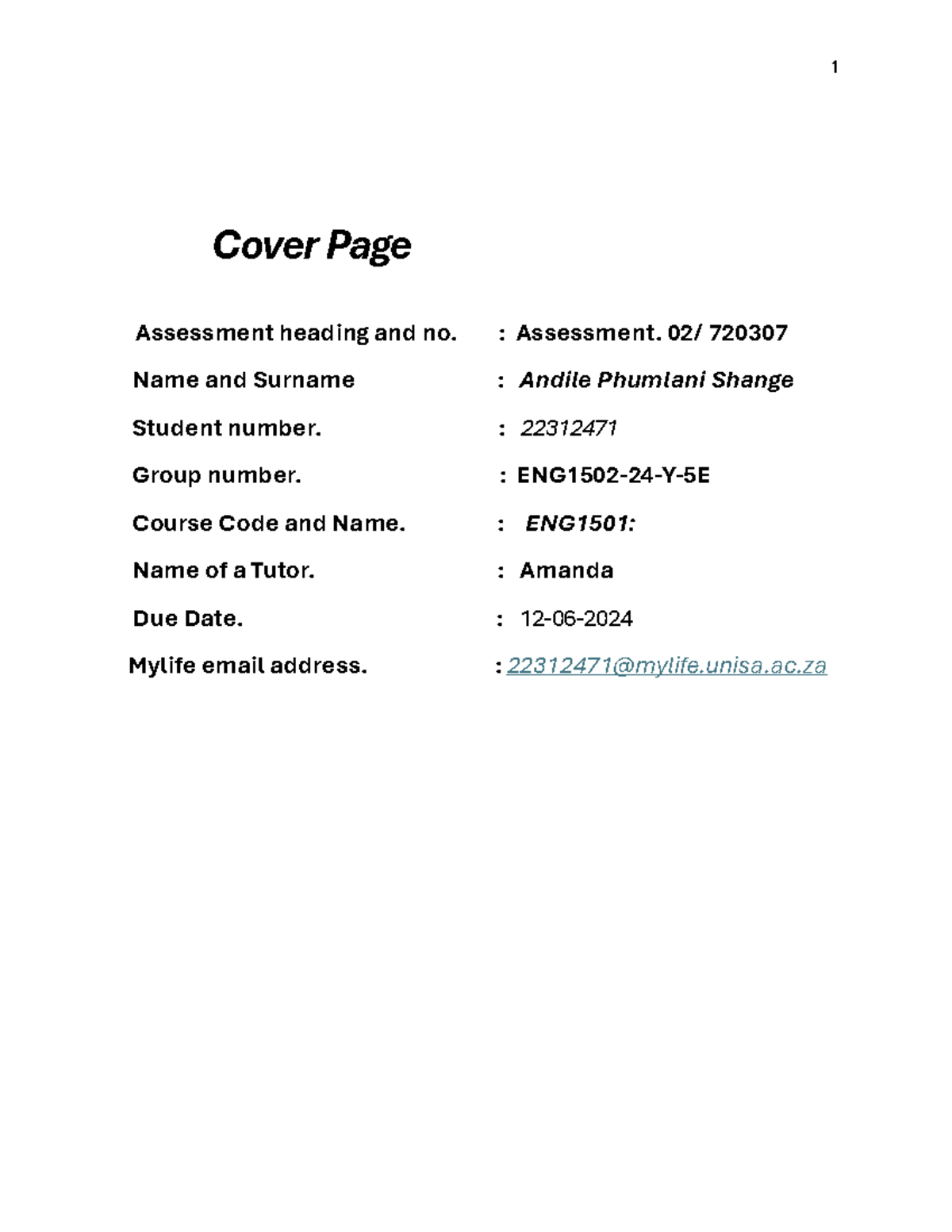 ENG1502 - PDF Assignment 02: Language and Vocabulary Analysis - Studocu