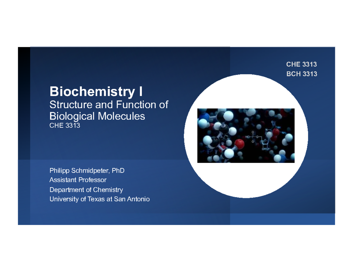 CHE 3313 Biochemistry I: Enzymes and Kinetics Module III Notes - Studocu