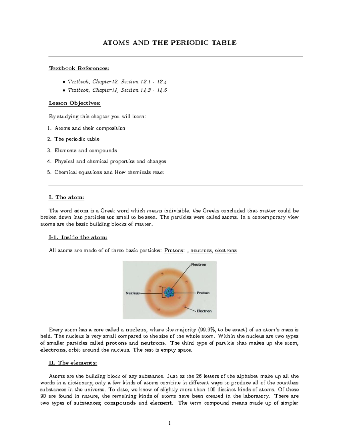 Atoms and the Periodic Table: Understanding Elements and Compounds ...