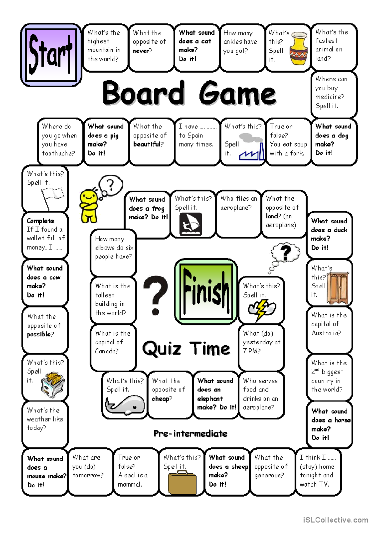 Board Game - Quiz Time (Pre-Intermediate Level) - Studocu