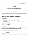 RCE2601 - Unisa - Research and Critical Reason - Studocu