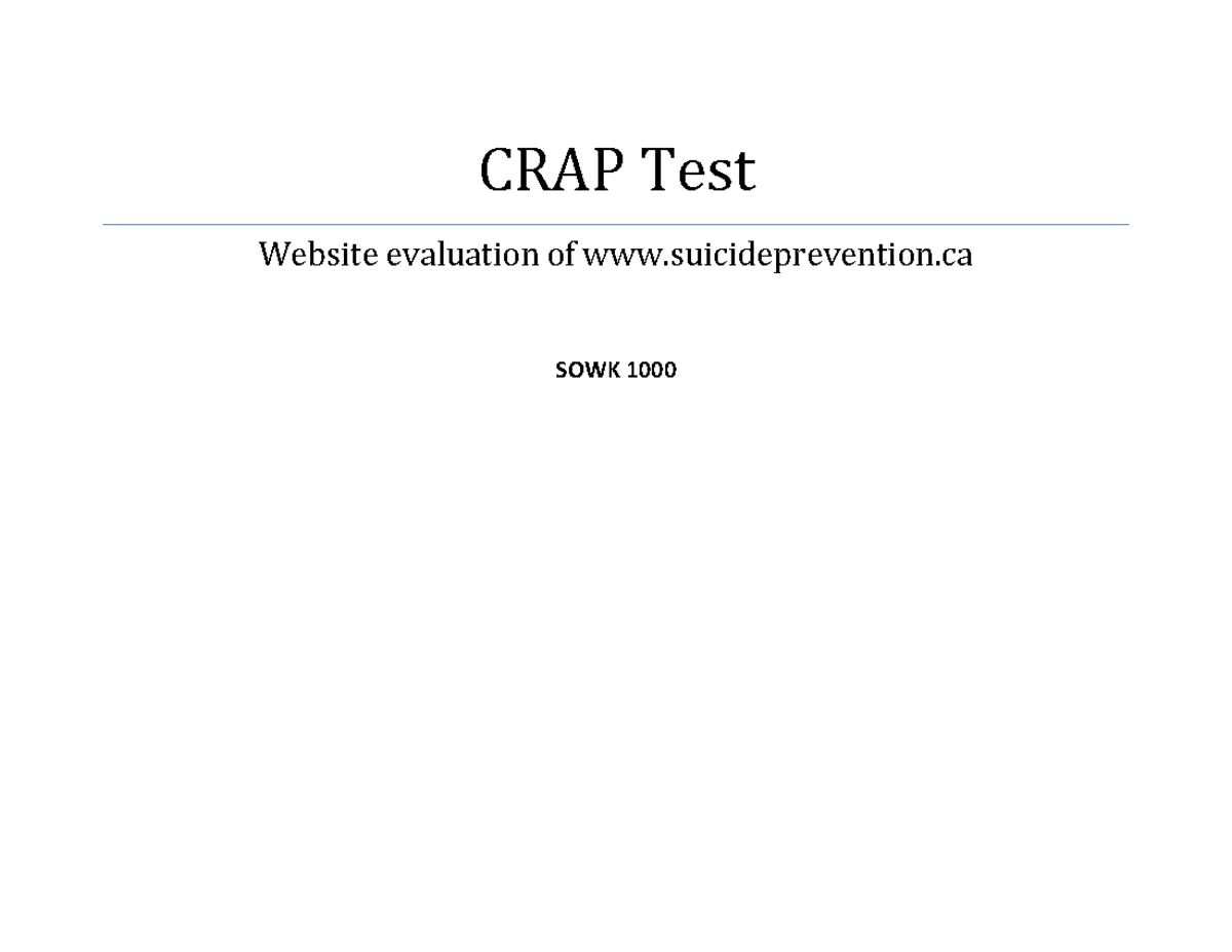 Sowk1000 Crap Test Percent28Assignment 1Percent29 - CRAP Test Website ...