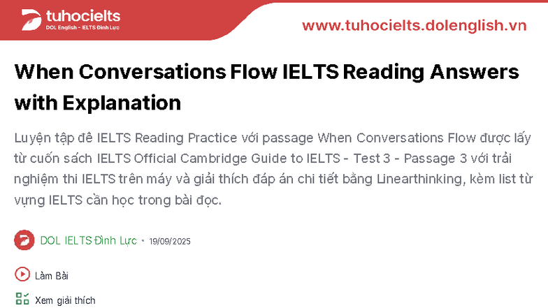 IELTS Reading Practice: When Conversations Flow - Answers ...