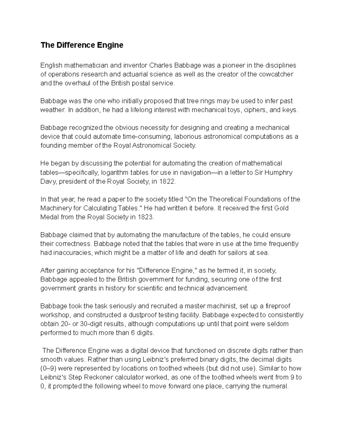 The Difference Engine - The Difference Engine English mathematician and ...