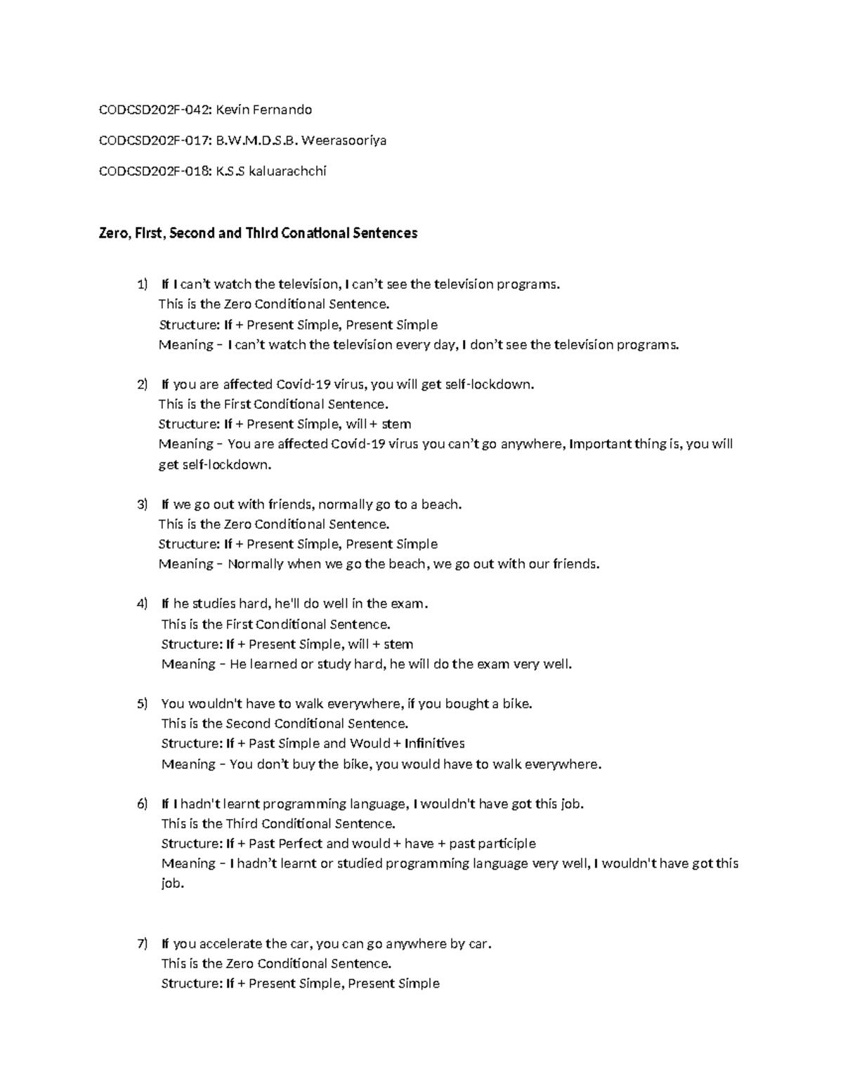 Conditional Sentences Group Work: Zero, First, Second & Third Types ...