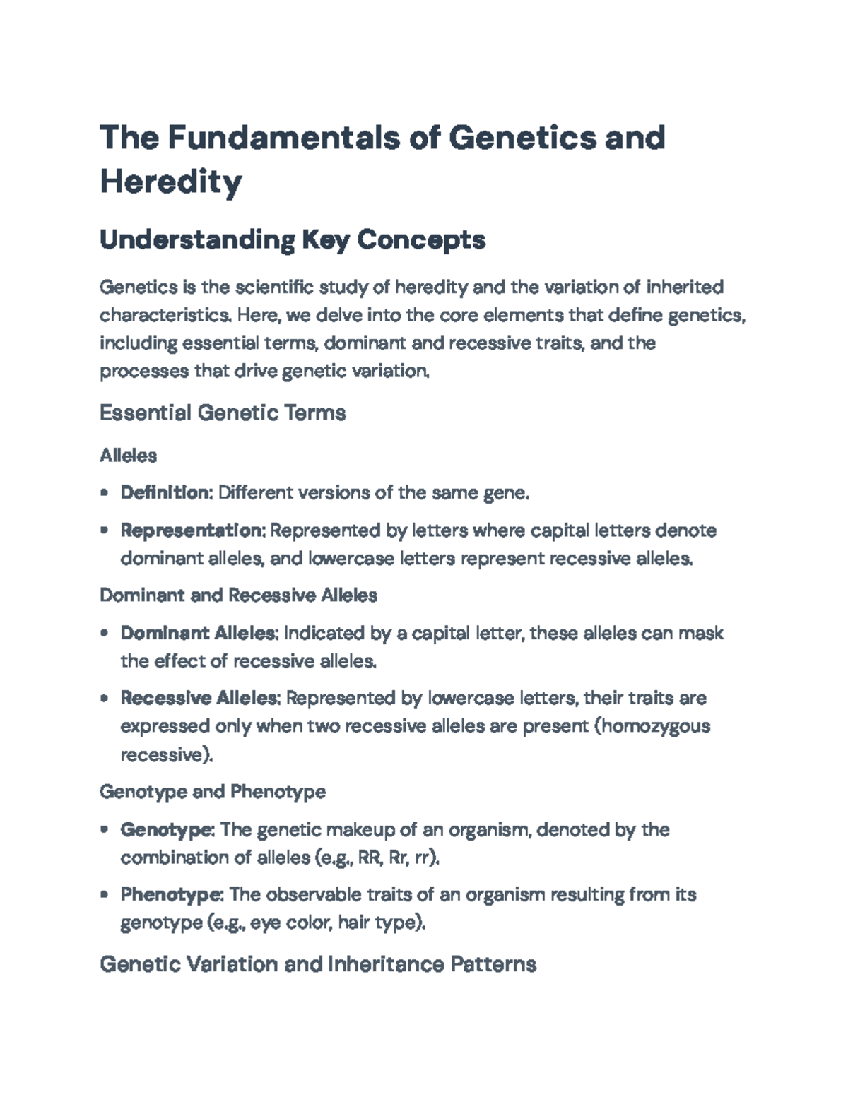 Genetics Fundamentals: Key Concepts of Heredity and Inheritance ...