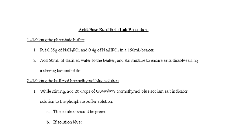 Acid-Base Equilibria Lab Procedure: Phosphate Buffer & pH Calibration ...