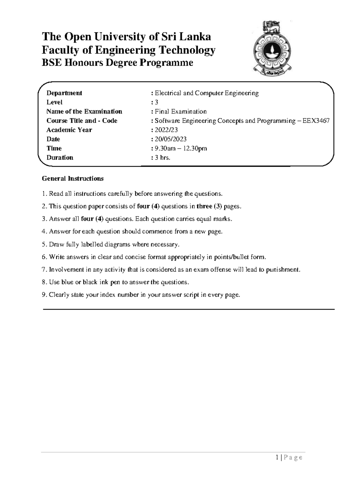 EEX3467 Final Exam Paper: Software Engineering Concepts 2022-23 - Studocu