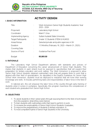 DSPC - Activity Design 2024 - 2025 - I. Basic Information: Title ...