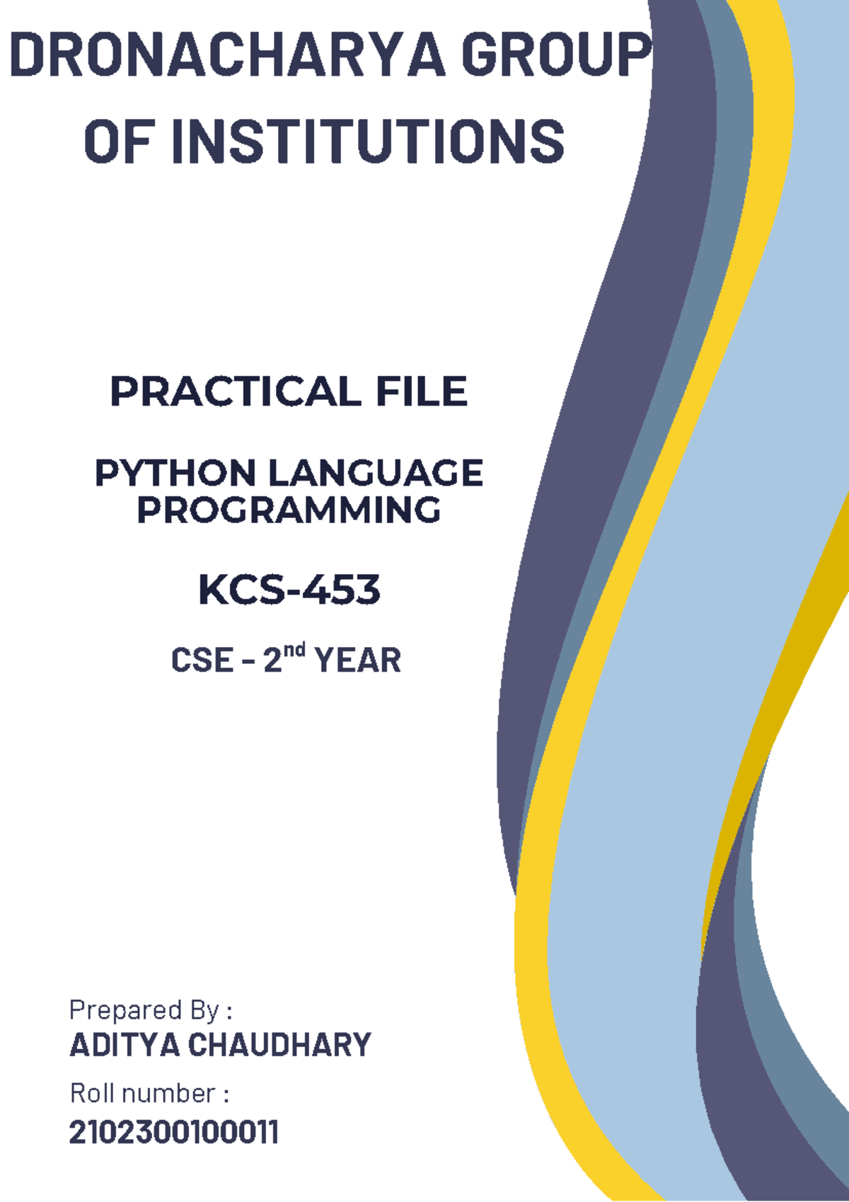 Python Programming Lab Manual - CSE 2nd Year - Studocu