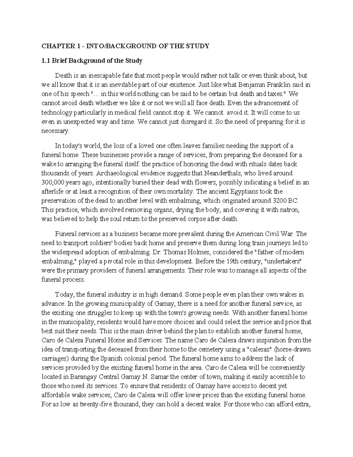 Feasibility-Study 1 - Feasibility study - CHAPTER 1 - INTO/BACKGROUND ...