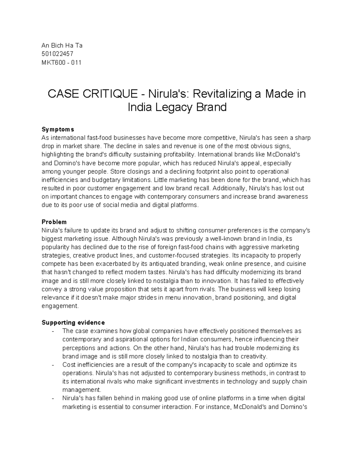 MKT600 011 Case Study: Revitalizing a Legacy Brand in India - Studocu