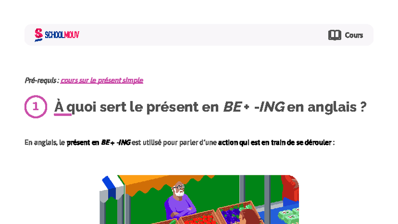 Cours : Présent en BE - Fiche de Cours Anglais 6ème - Studocu