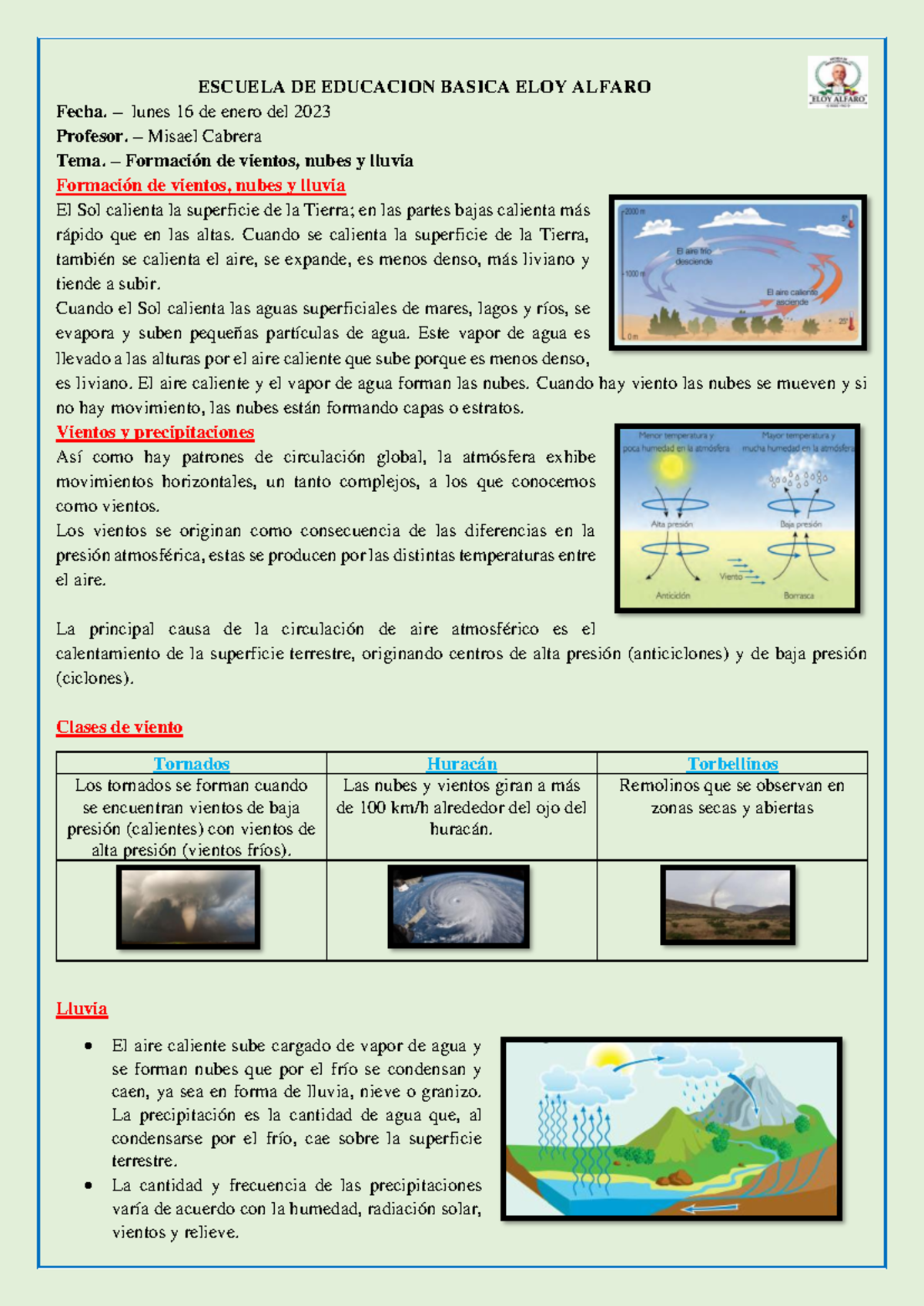 Formación de Vientos, Nubes y Lluvia - 7mo Grado - Clase de Ciencia ...