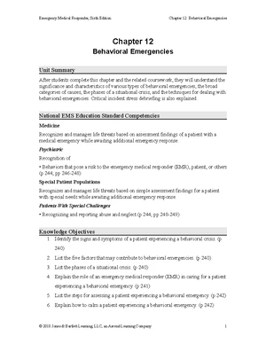 Ch 1 EMS systems notes - Chapter 1 EMS Systems Unit Summary After ...