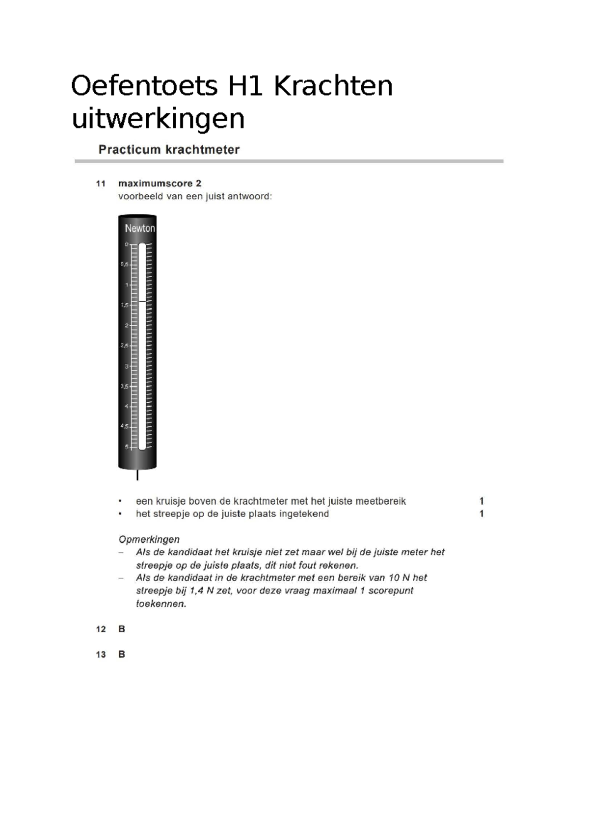 Oefentoets H1 Krachten: Uitwerkingen en Voorbeelden - Studeersnel