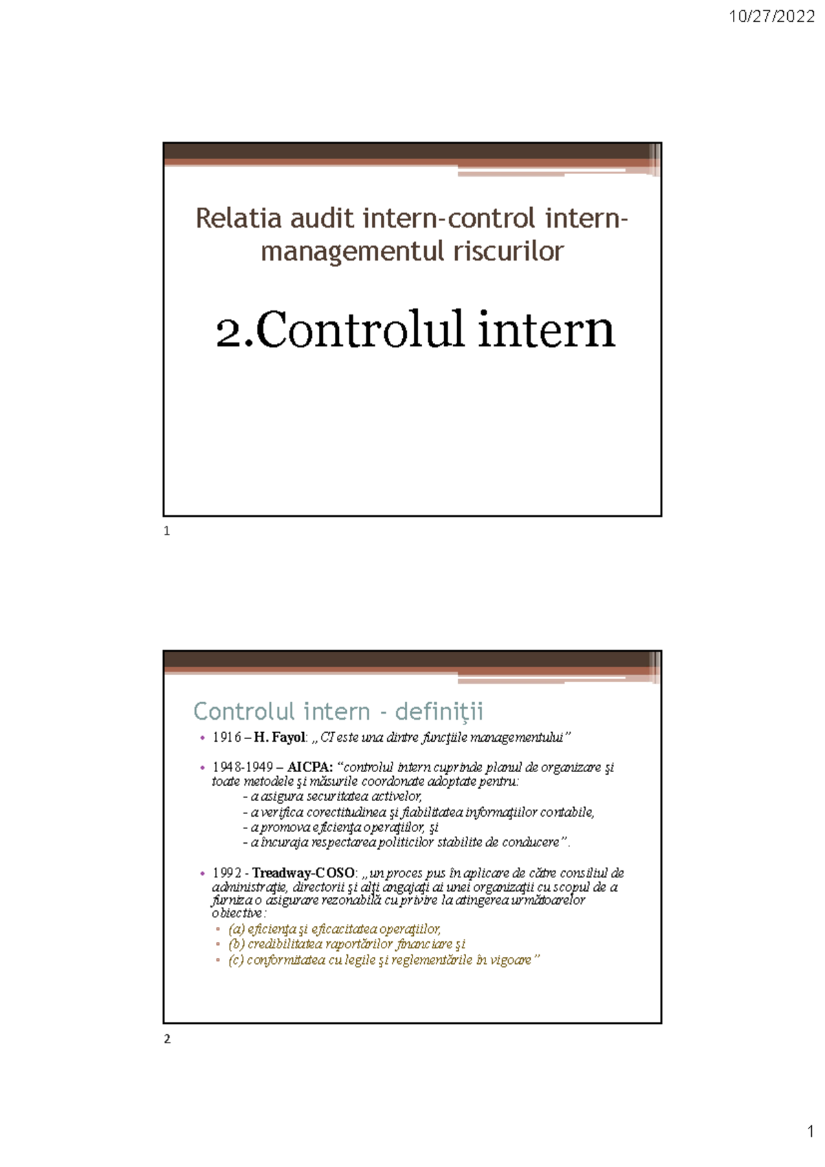 Curs 5 audit intern - Relatia audit intern-control intern- managementul ...