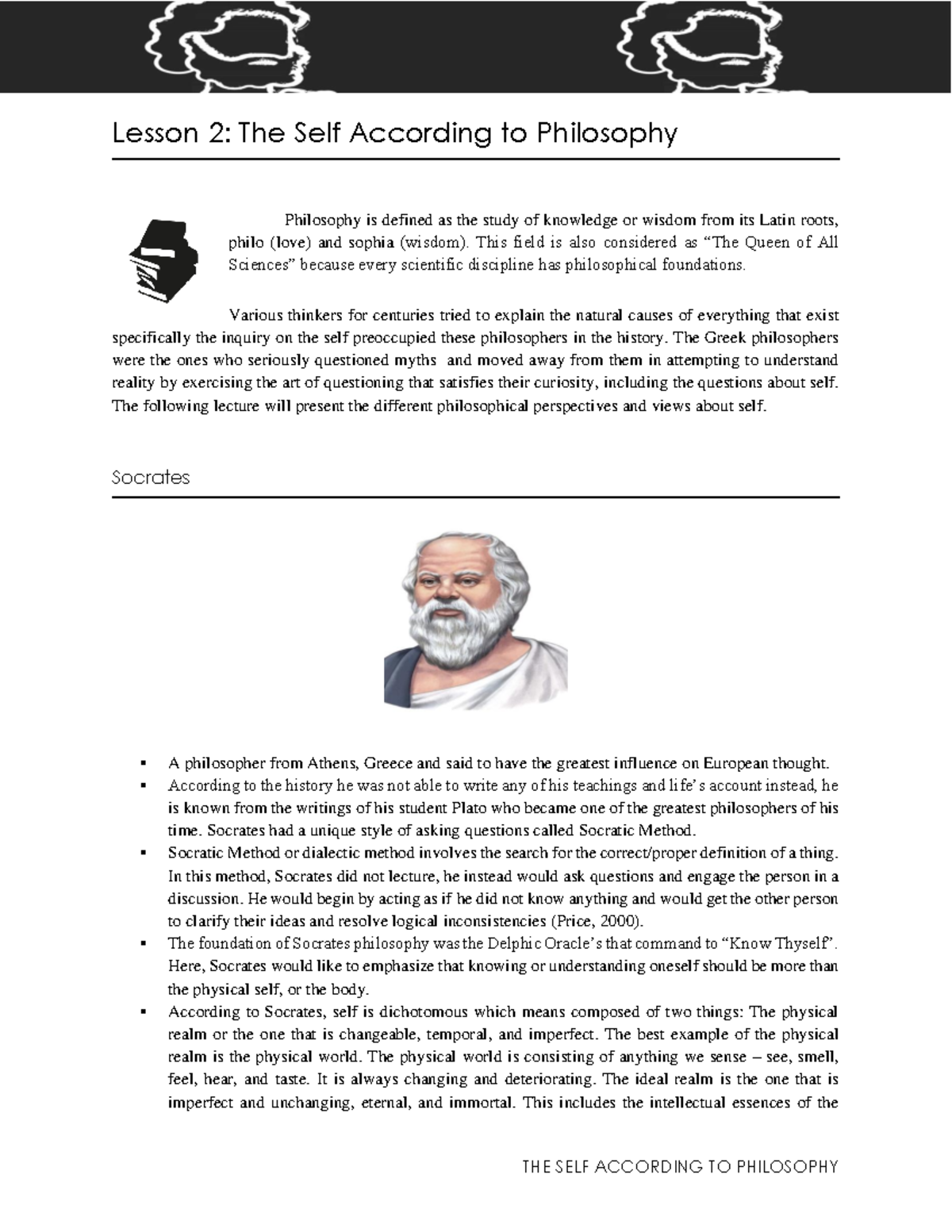 Lesson 2: Exploring Philosophical Perspectives on the Self - Studocu