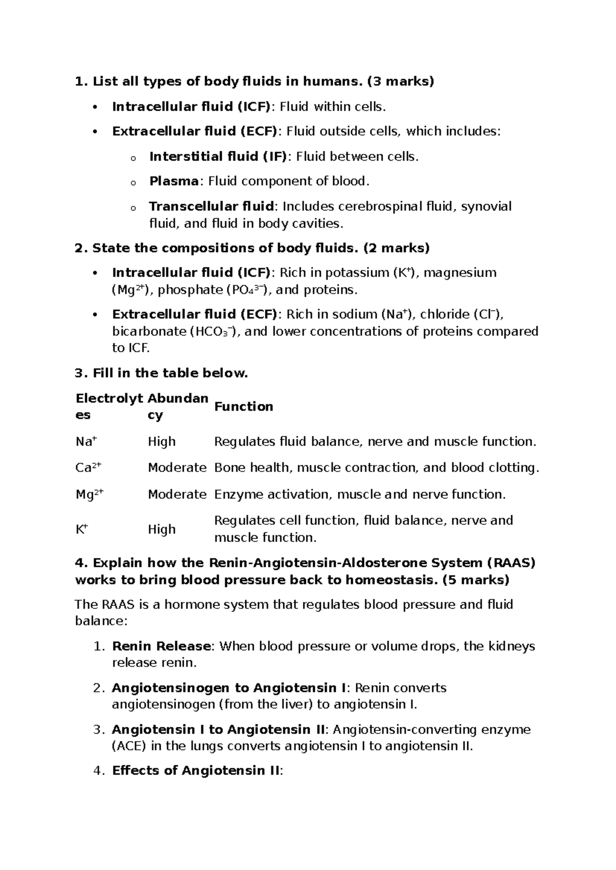 Bio310 Tuto - Chapter 6: Body Fluids & Homeostasis Concepts - Studocu