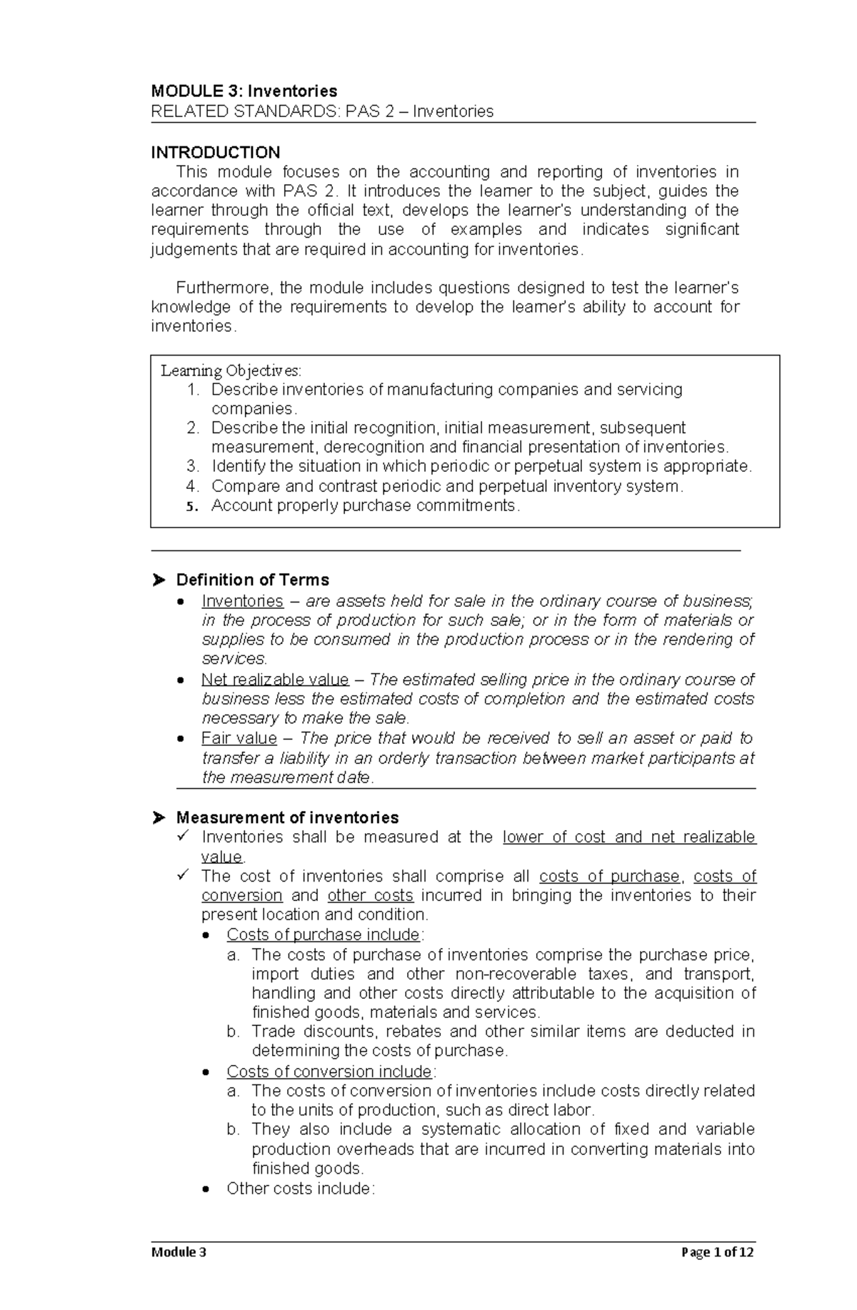 Inventory Accounting per PAS 2 - Module 3 Overview and Illustrations ...
