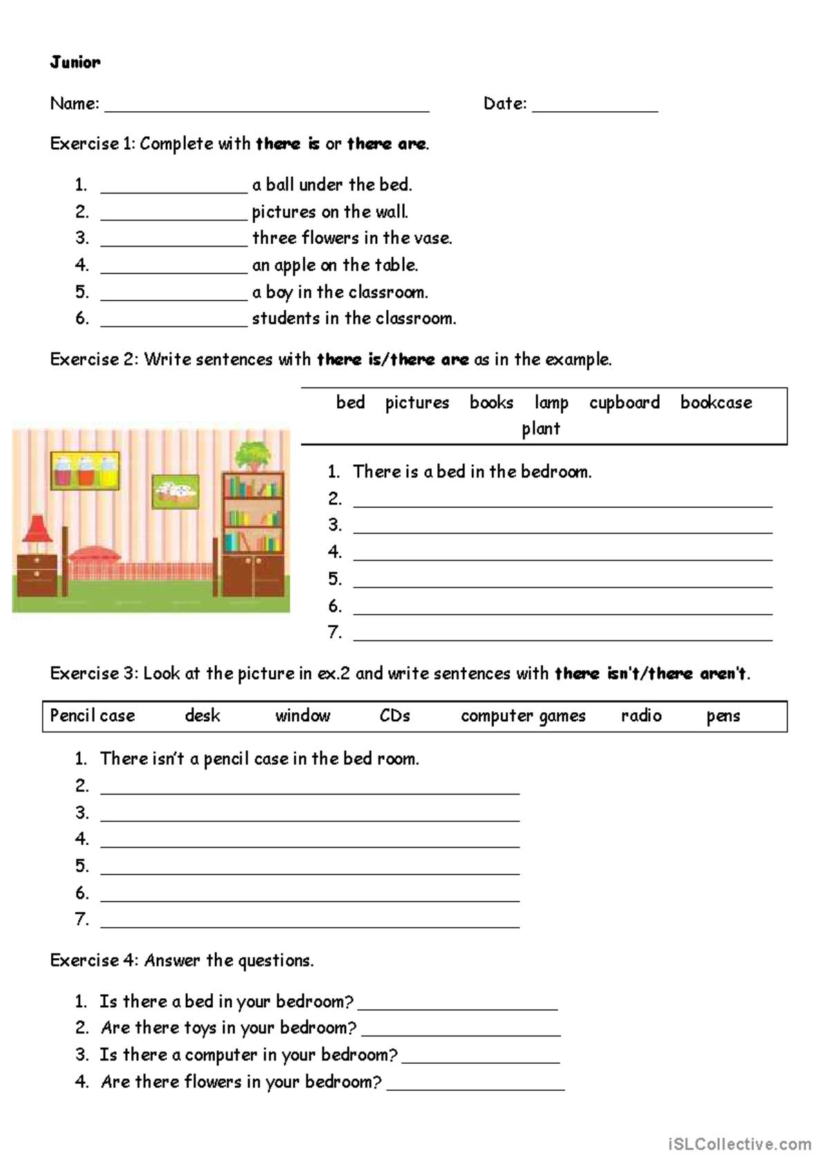 There Is/There Are Exercises - Junior English Practice - Studocu - All ...