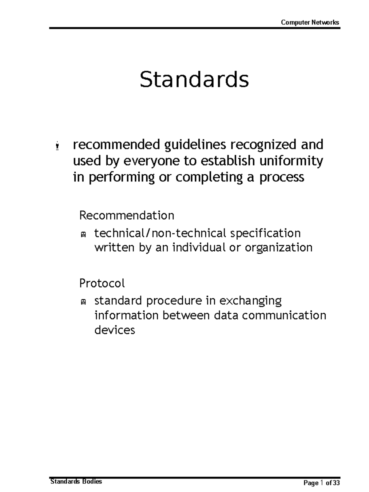 Week 2 Sessions 4 6 Slides 1 33 Standards Bodies - Standards ...