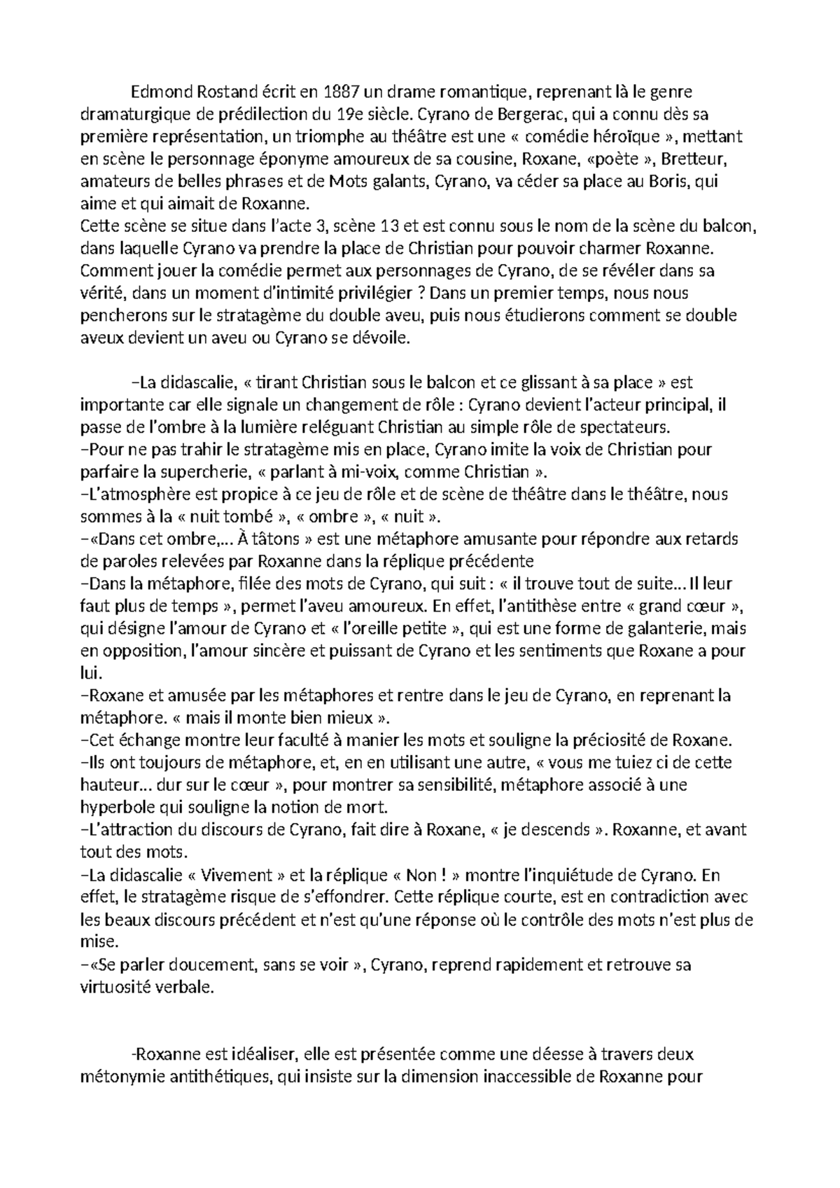 Analyse de 'Cyrano de Bergerac' Acte III, Scène 7 - Détails clés - Studocu