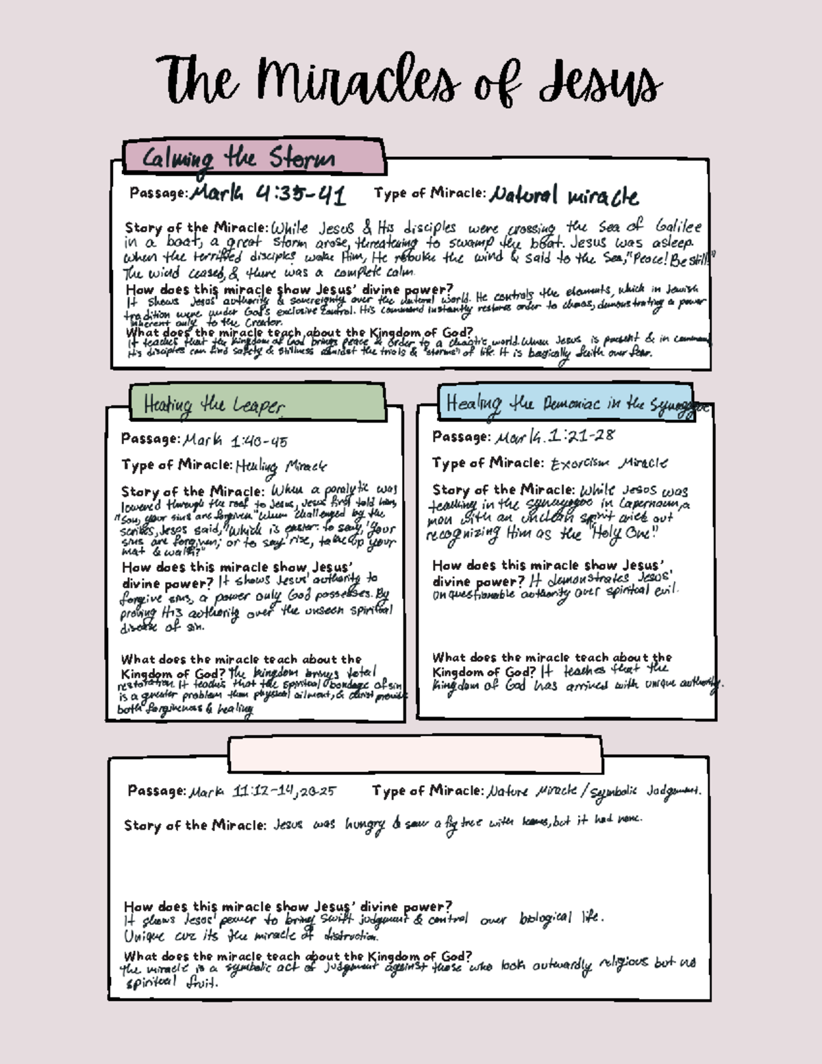 End of Year Reflection: Analyzing Jesus' Miracles (RELG 101) - Studocu