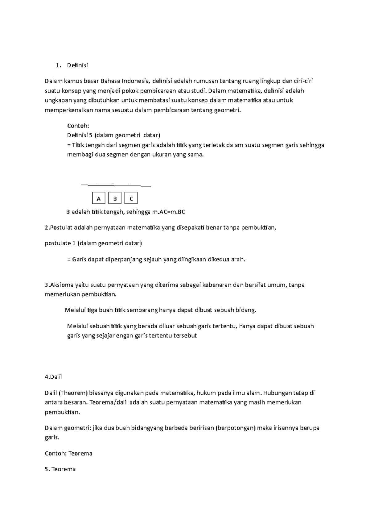 Contoh Definisi dan Istilah Dasar Matematika - Matematika 101 - Studocu
