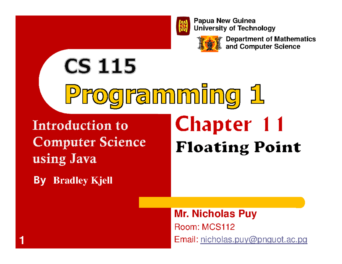 CS115 Final Exam Notes: Chapter 11 - Floating Point in Java - Studocu