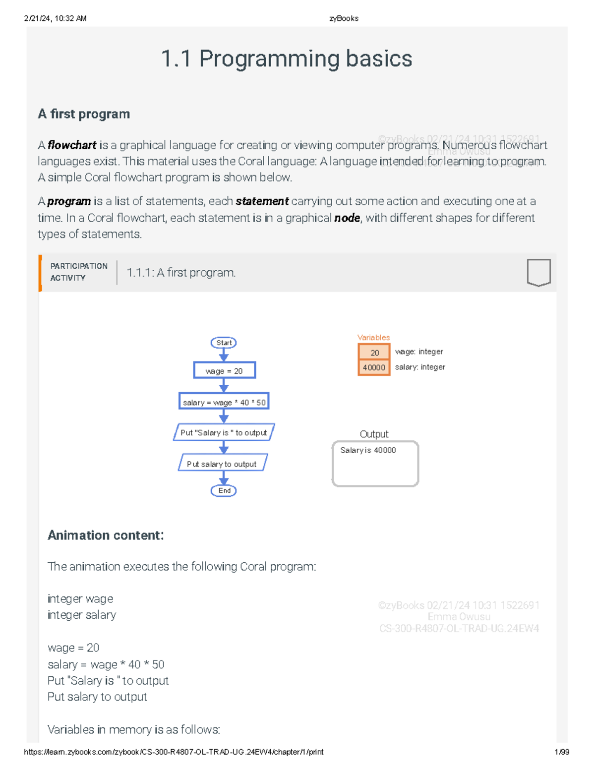 Zy Books Ch 1 - Programming Basics Overview - Studocu