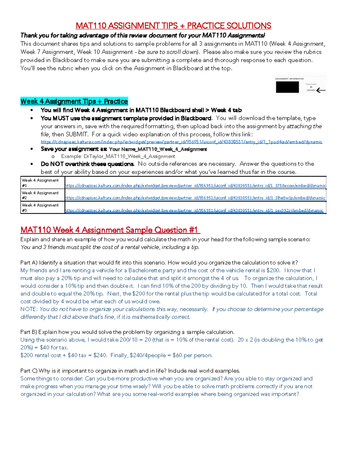 MAT110 Assignment Tips + Practice Solutions - MAT 110 ASSIGNMENT TIPS ...