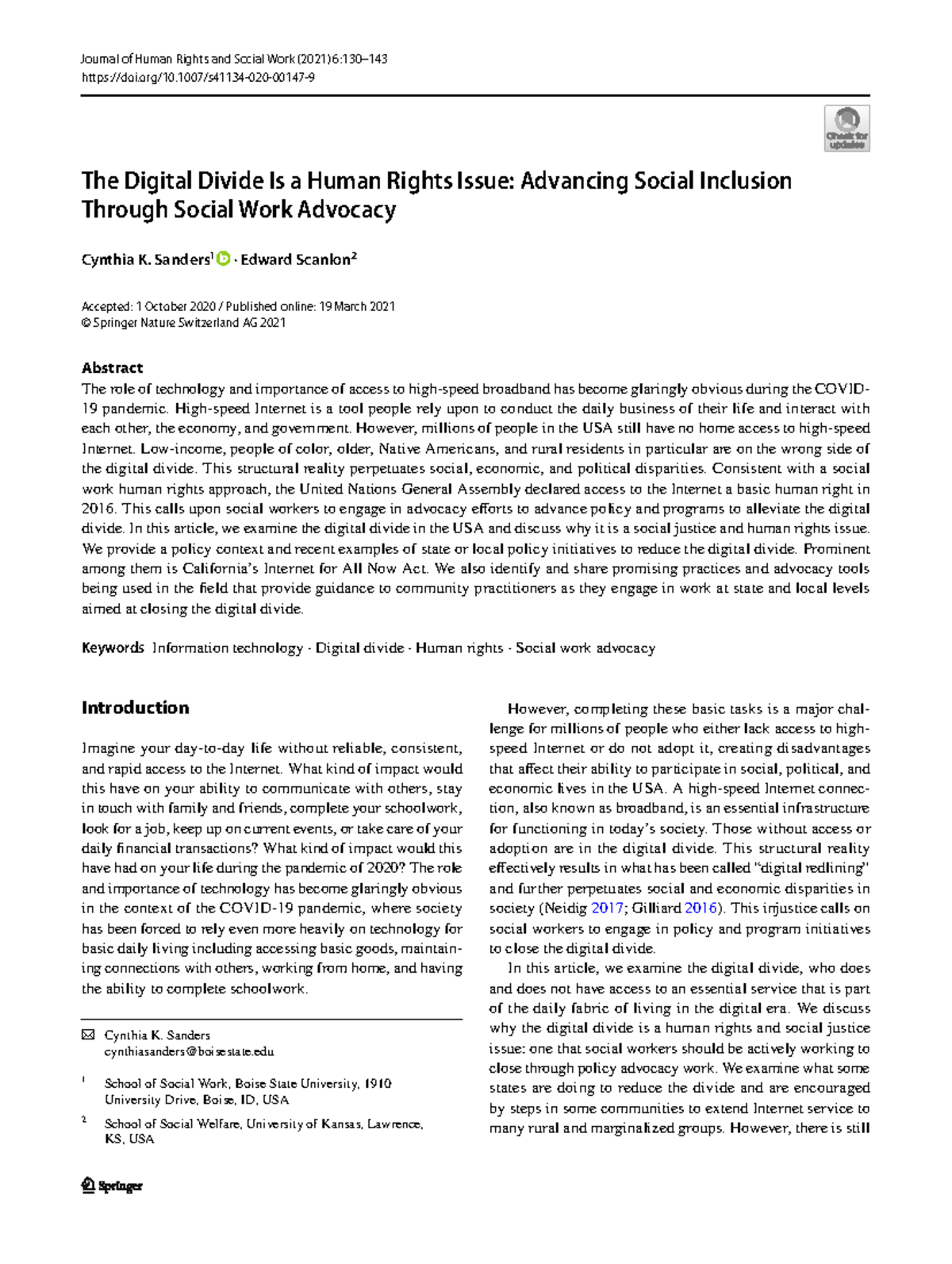 Advancing Social Inclusion: The Digital Divide as a Human Rights Issue ...