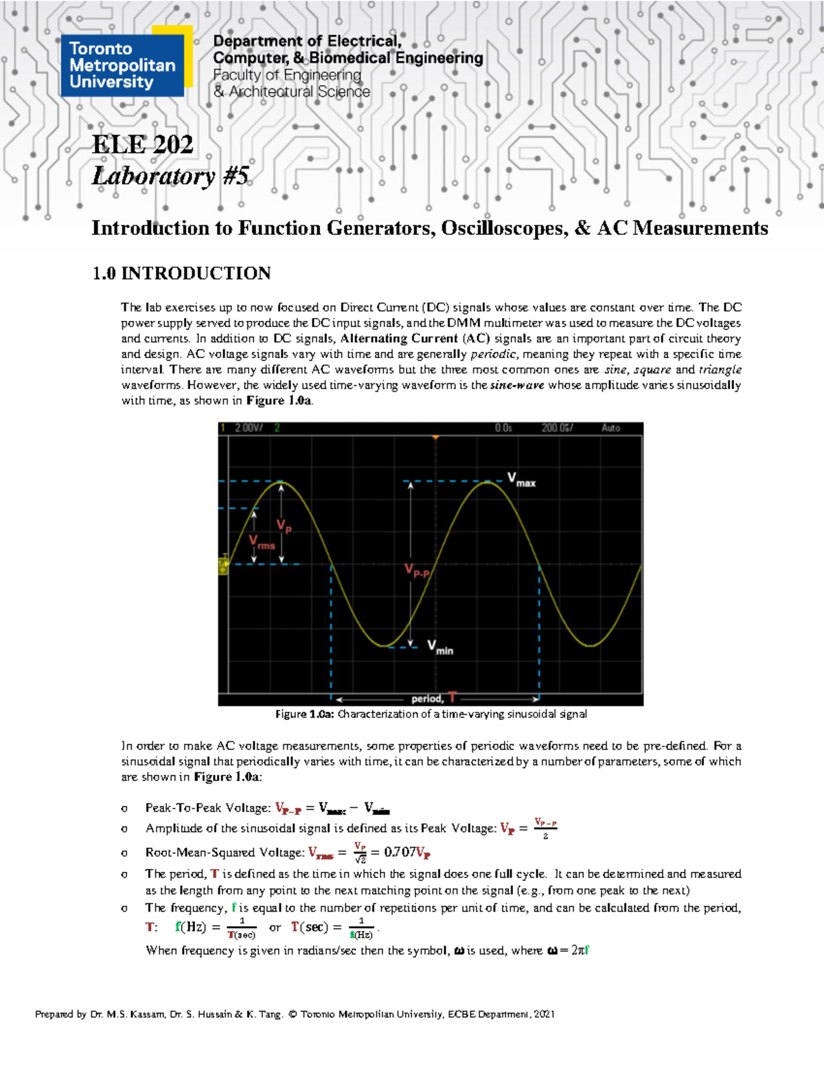 Lab 5: Introduction to Function Generators & Oscilloscopes - ELE202 ...