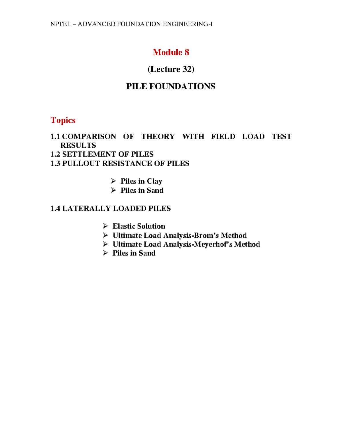 Pile Foundation Notes (Lecture 32) - KTU University Insights - Studocu