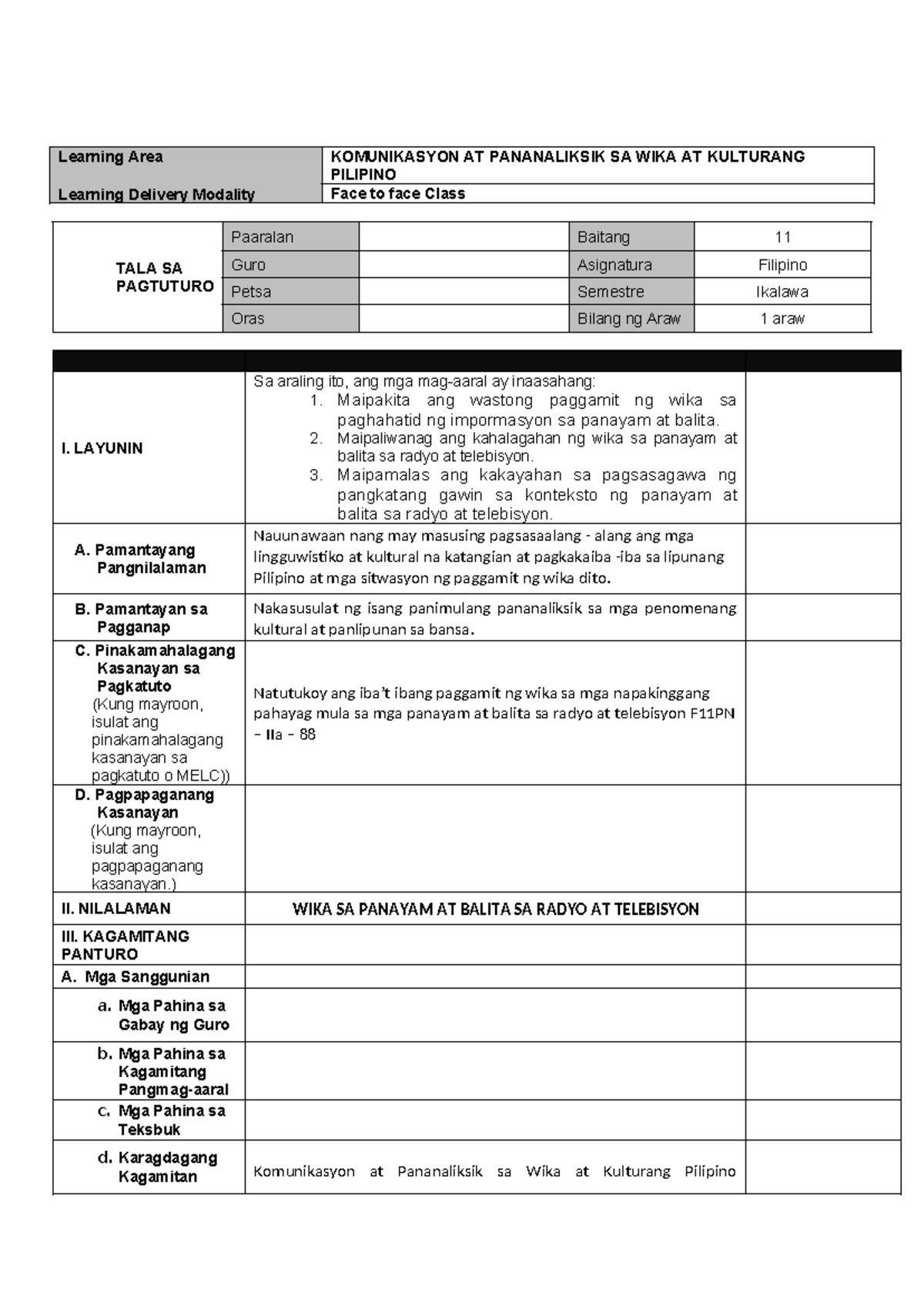 CO2 LP - Wika sa Panayam at Balita: Modyul 1 ng Baitang 11 - Studocu