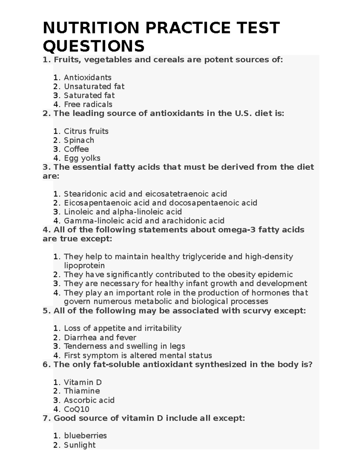 TEST 16 October 2020, questions - NUTRITION PRACTICE TEST QUESTIONS ...