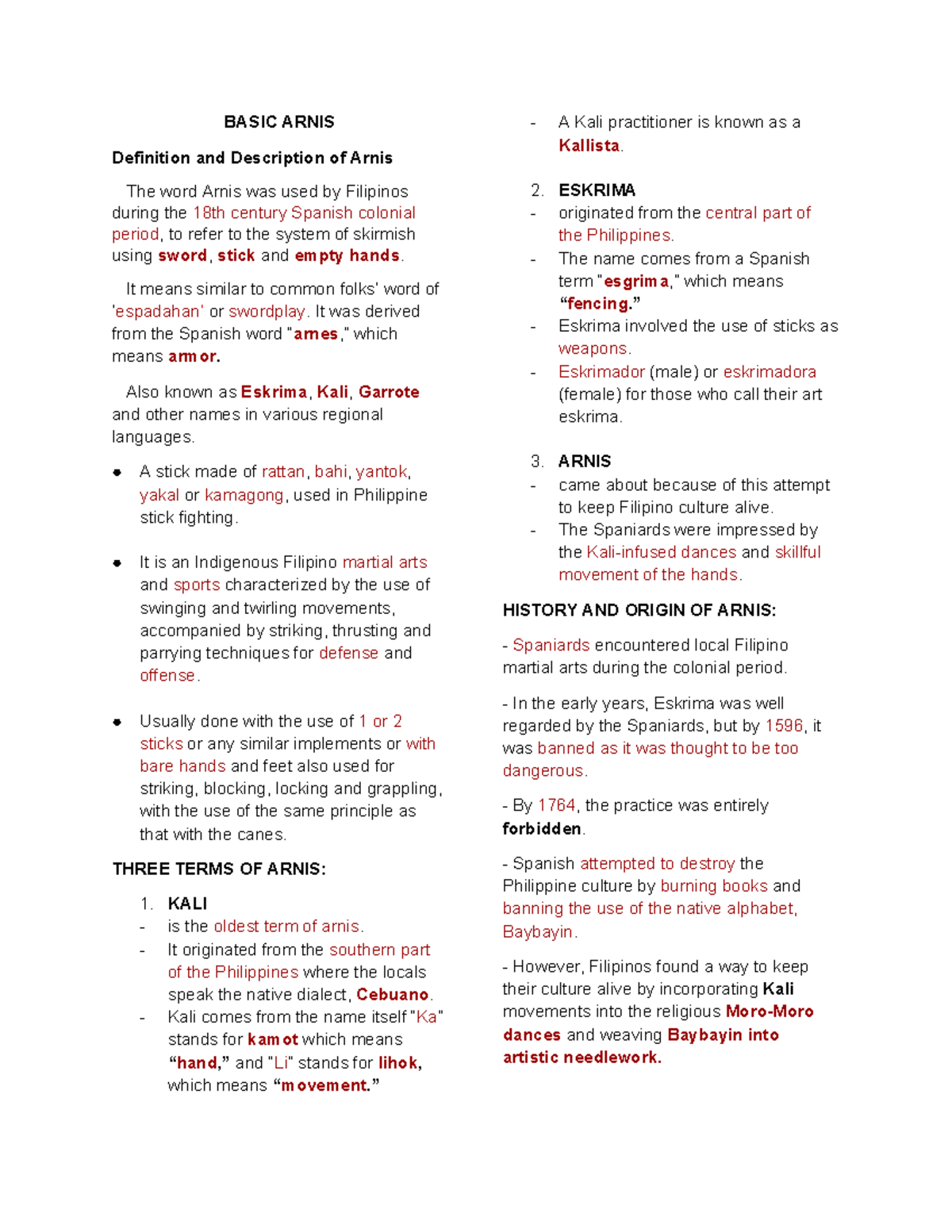 FITT 3: Comprehensive Overview of Basic Arnis Techniques and History ...
