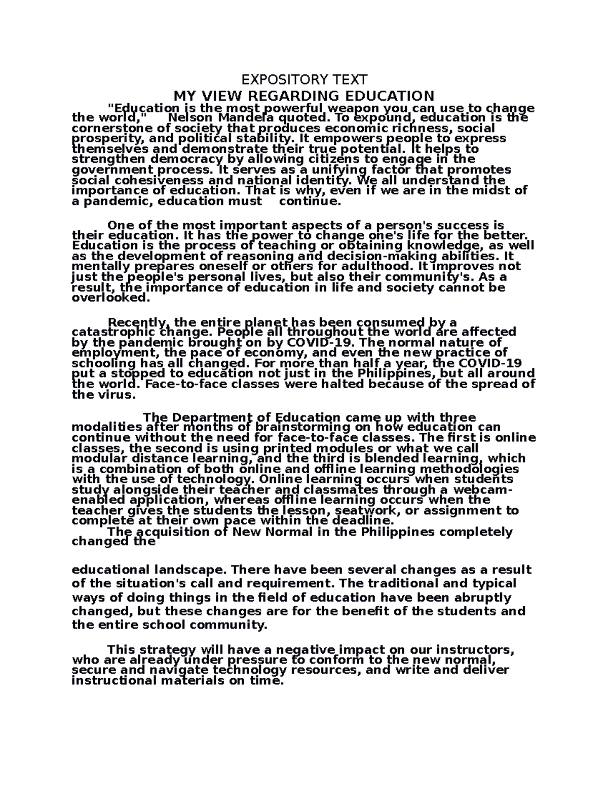 Expository text about views on current issues( education) - SHS- Grade ...