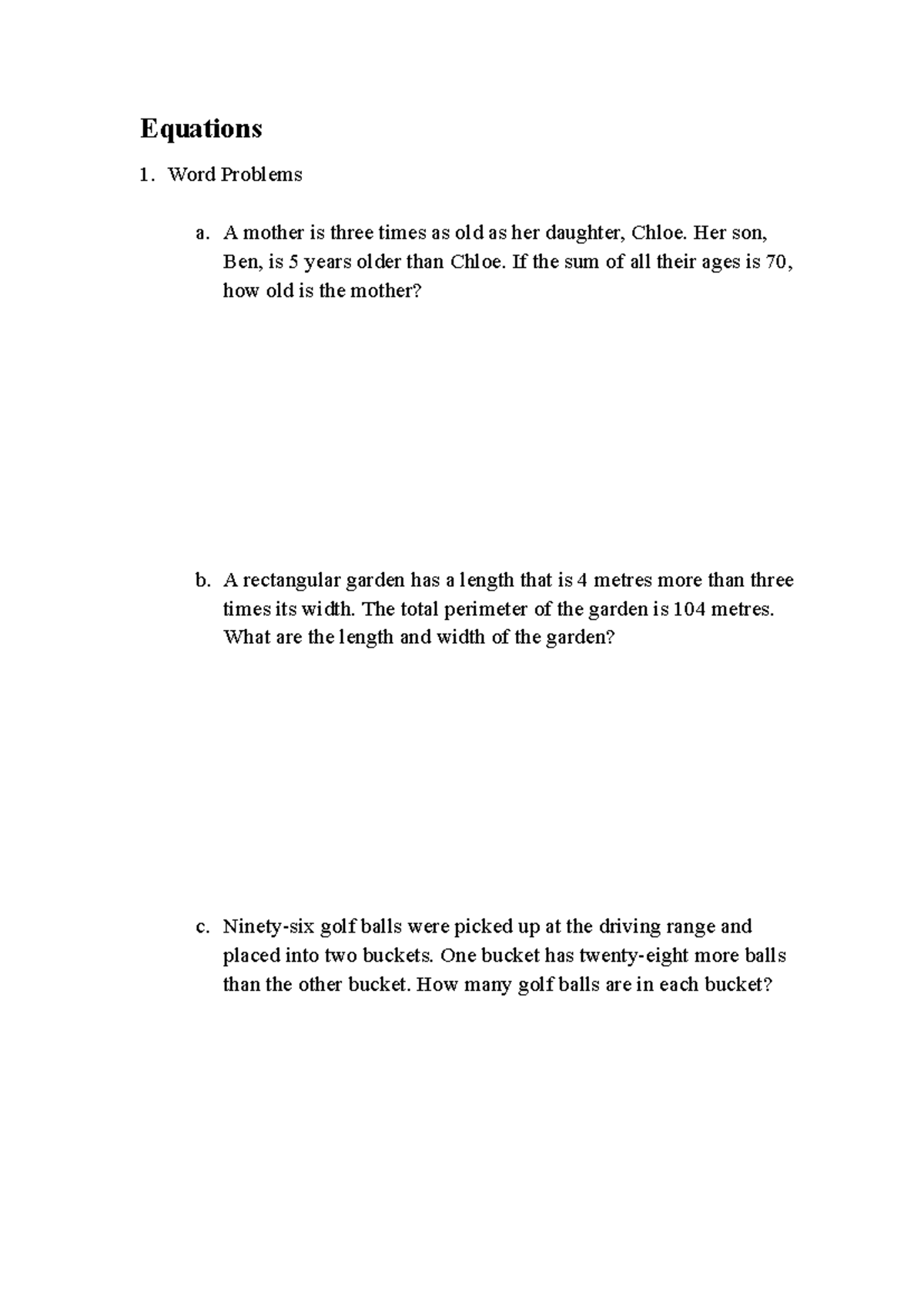 Equations 1: Word Problems & Linear Relationships - Math Notes - Studocu