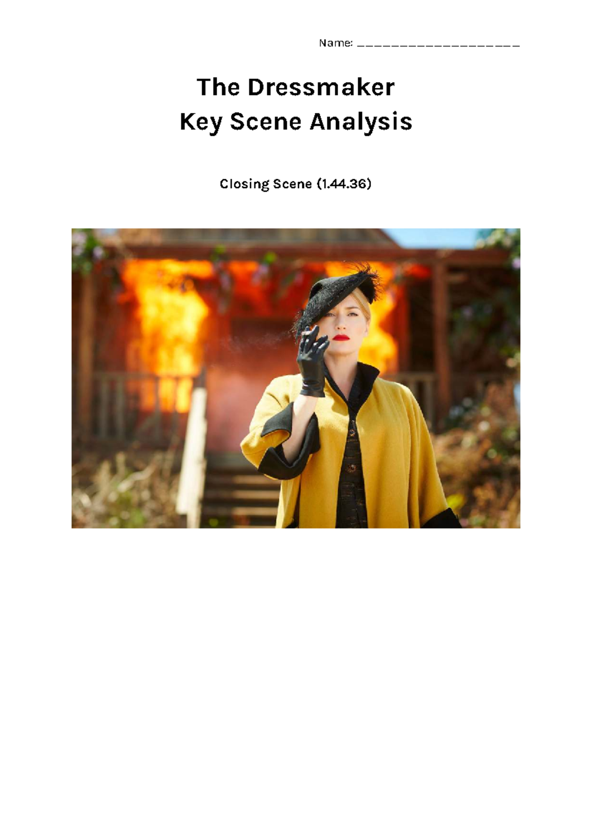 The Dressmaker (Film) Closing Scene Analysis & Themes of Revenge - Studocu