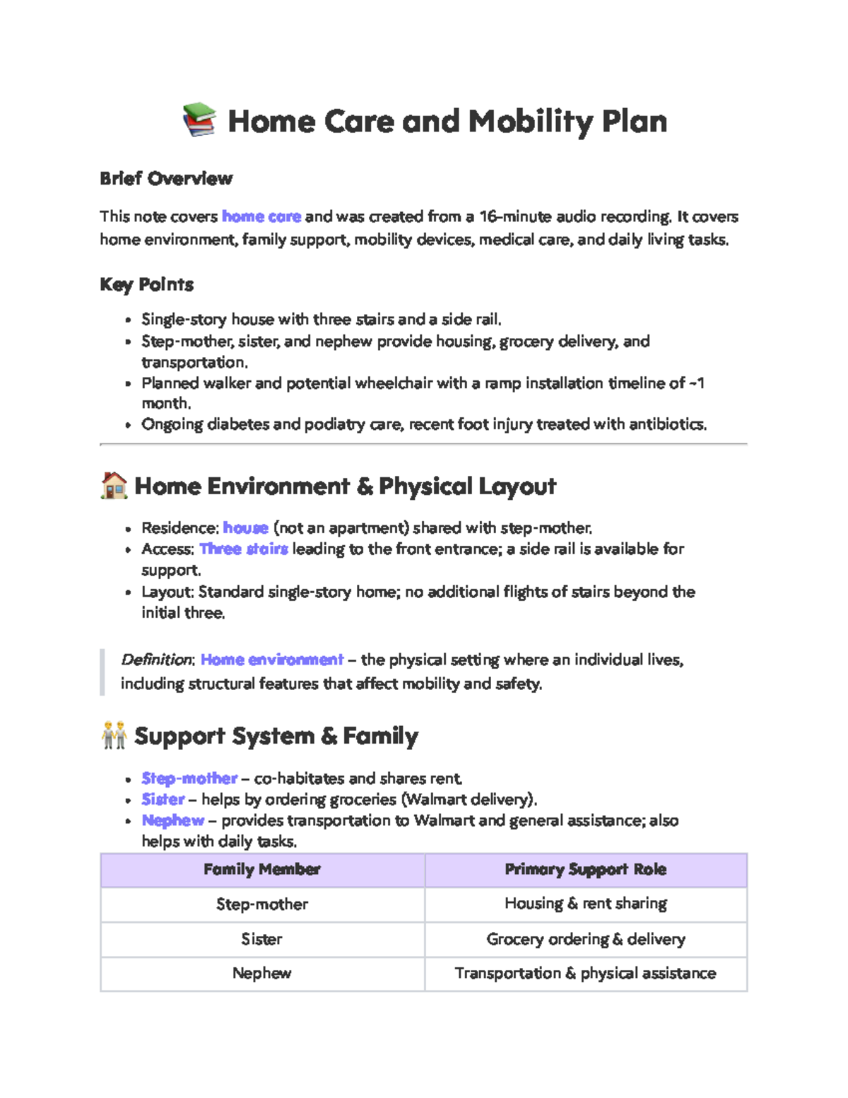 Home Care Mobility Plan Overview: Key Support & Devices - Studocu