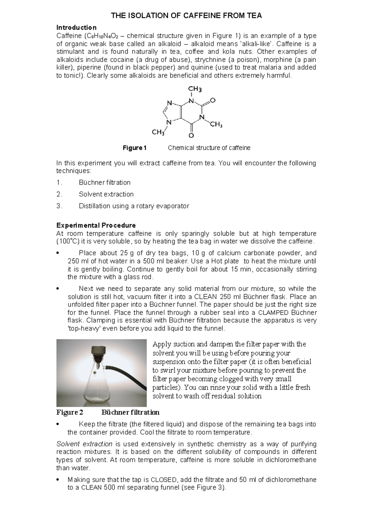 883-Extraction of Caffeine from Tea: Practical Guide - Studocu