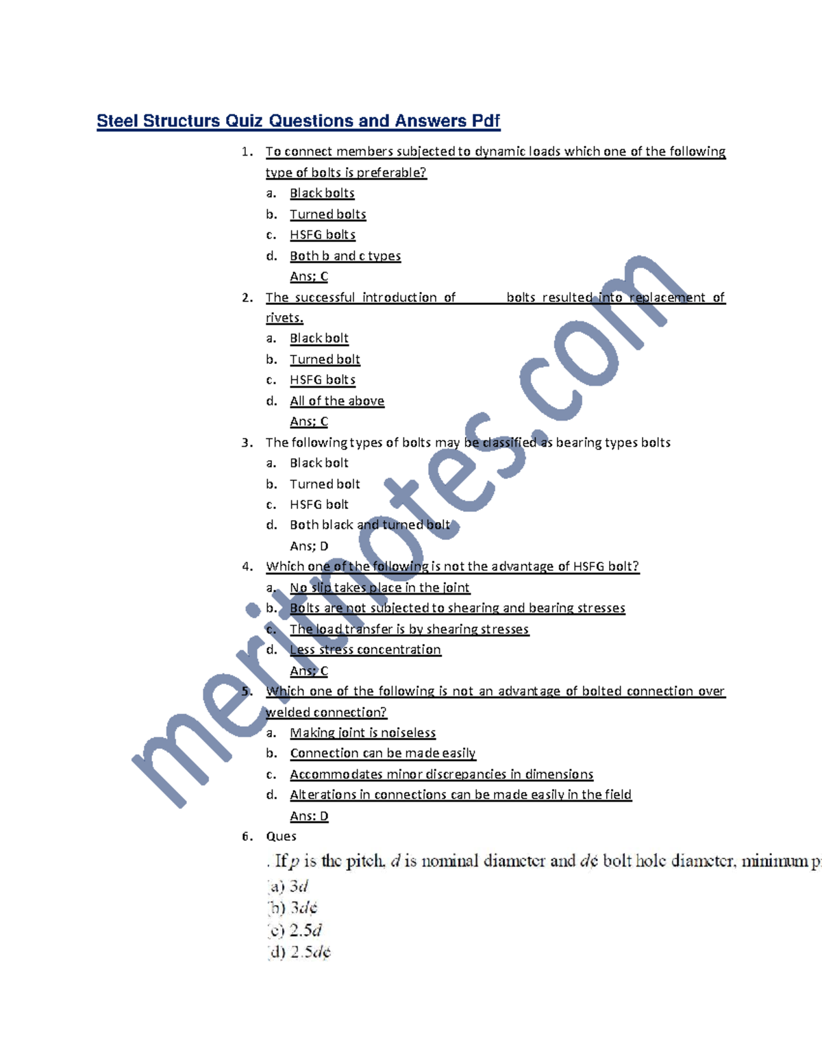 Civil Engineering Steel Structures Quiz Q&A PDF - Studocu