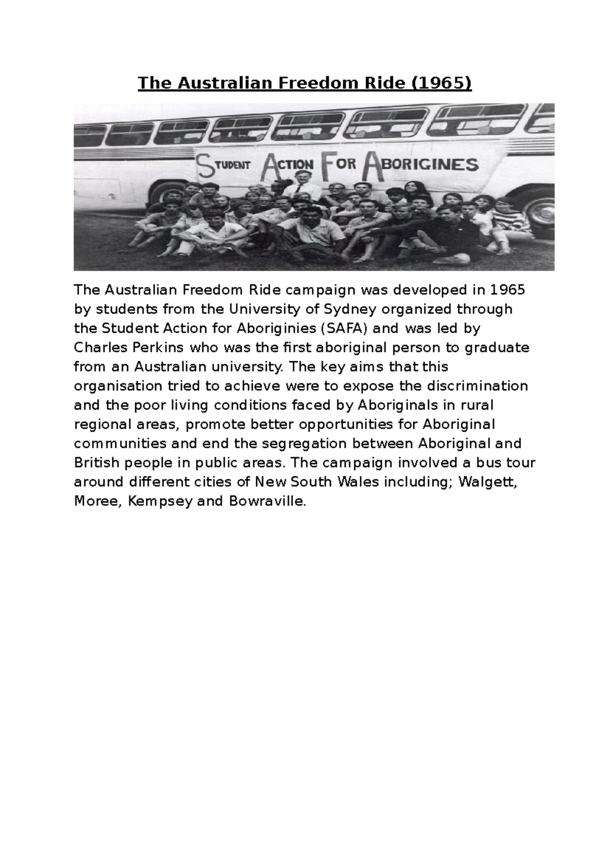 The Australian Freedom Ride (1965): A Campaign for Aboriginal Rights ...