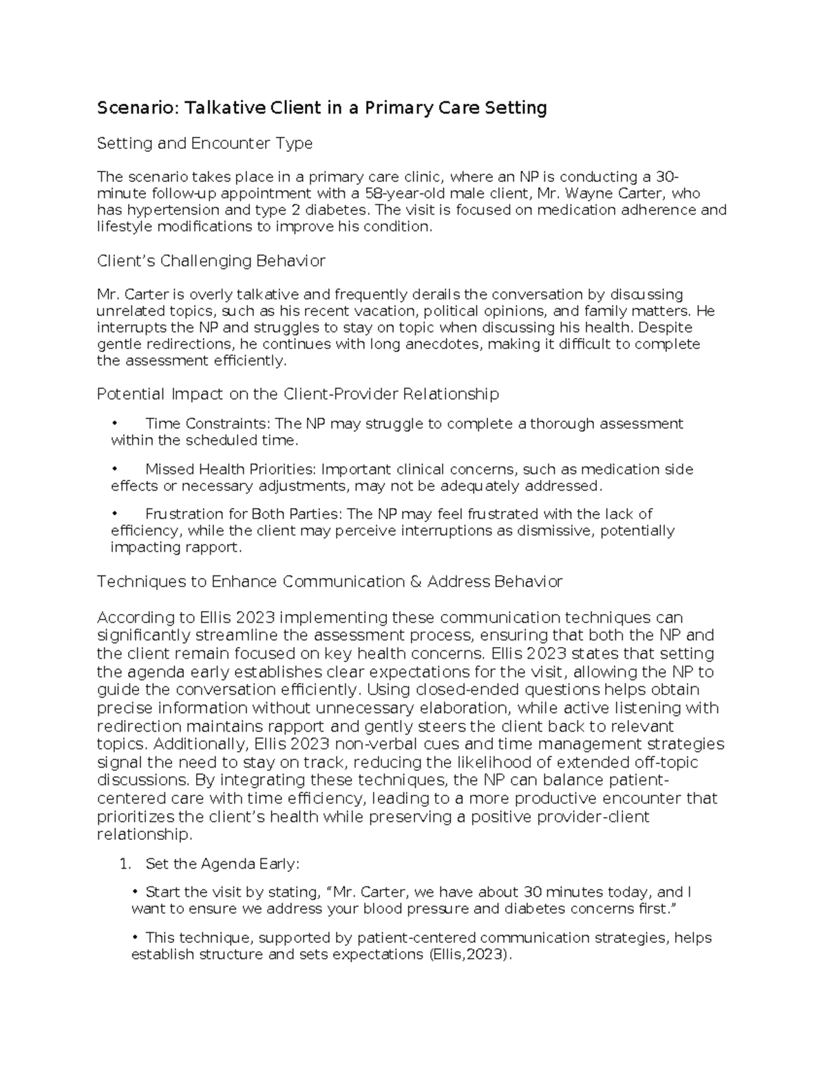 Week 4 Assignment: Managing Talkative Clients in Primary Care Settings ...