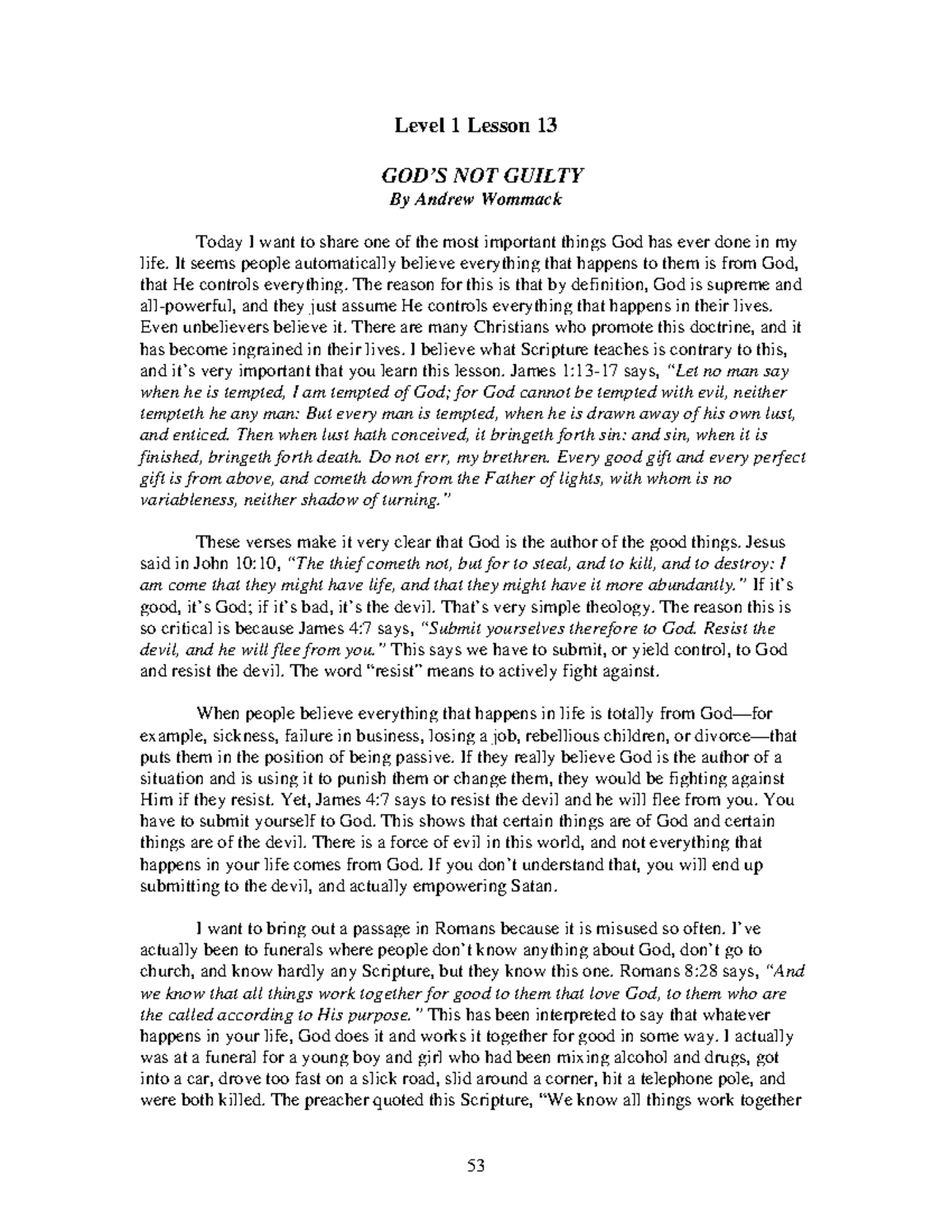 Level 1 Lesson 13: Understanding God's Not Guilty Concept - Studocu